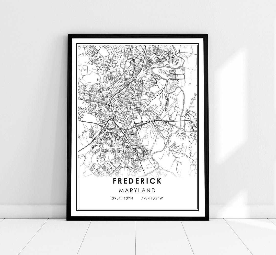 Frederick Map Print Poster Canvas | Maryland Map Print Poster Canvas ...