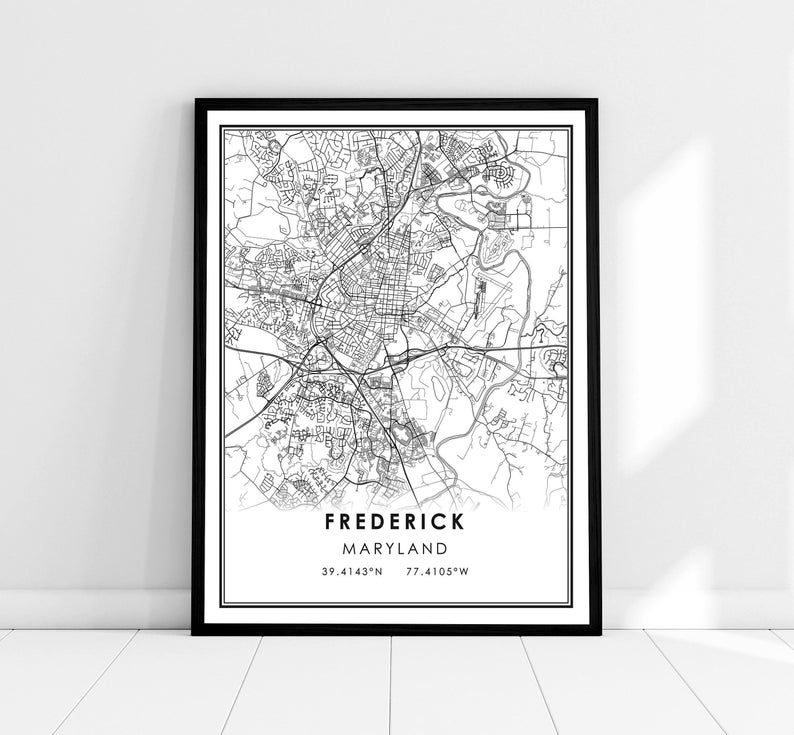 Frederick Map Print Poster Canvas Maryland Map Print Poster - Etsy