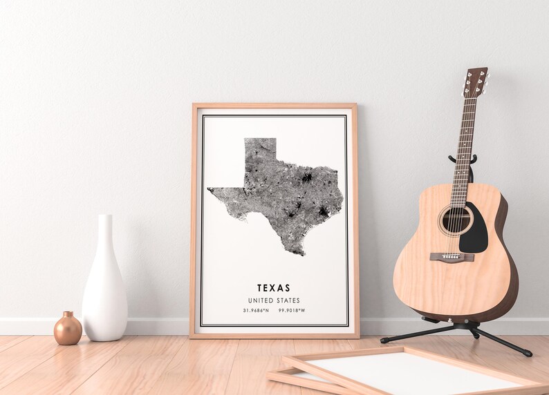 Texas United States Map Print Poster Canvas | Texas United States Road ...