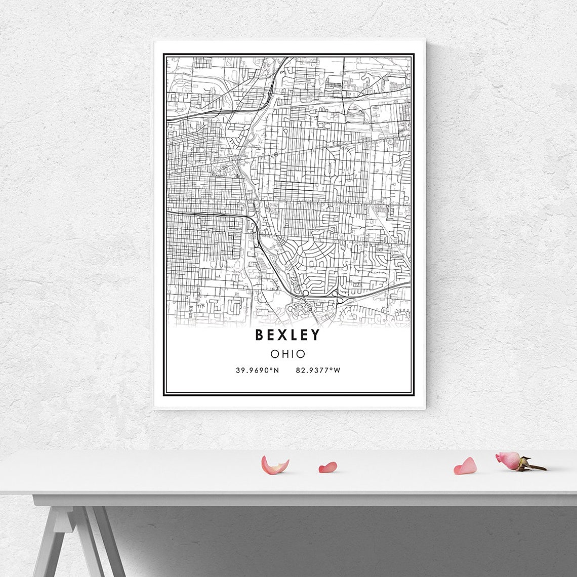 Bexley map print poster canvas Ohio map print poster canvas | Etsy