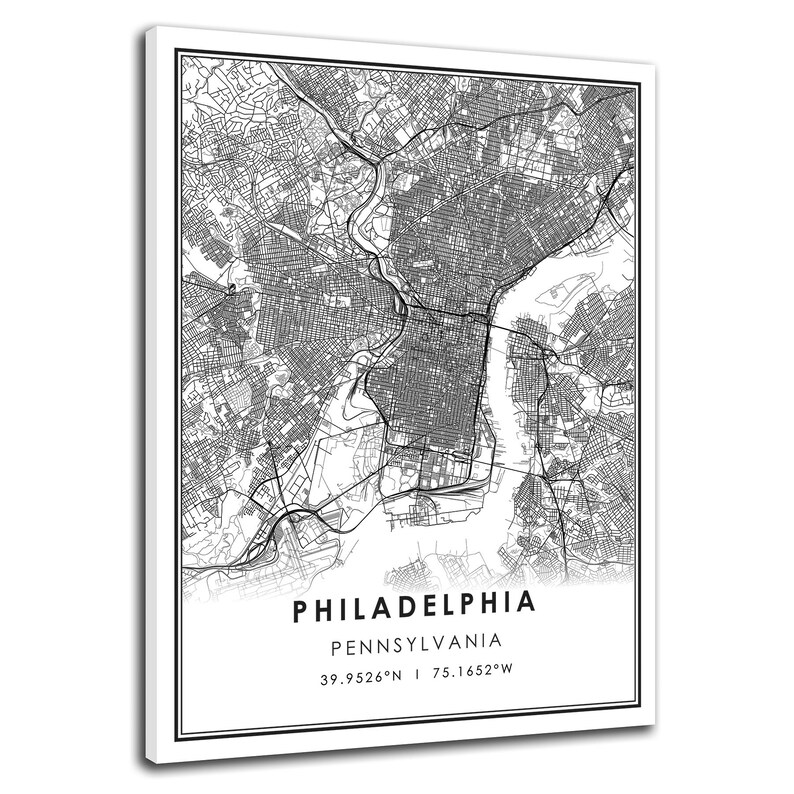 Philadelphia map print poster canvas Philadelphia city map | Etsy
