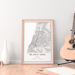 Tel Aviv-yafo Map Print Poster Canvas Israel Map Print Poster Canvas ...
