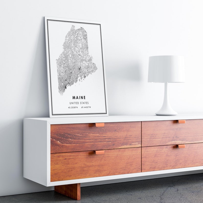 Maine United States Map Print Poster Canvas Maine United - Etsy