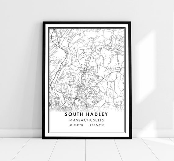South Hadley Map Print Poster Canvas Massachusetts Map Print - Etsy