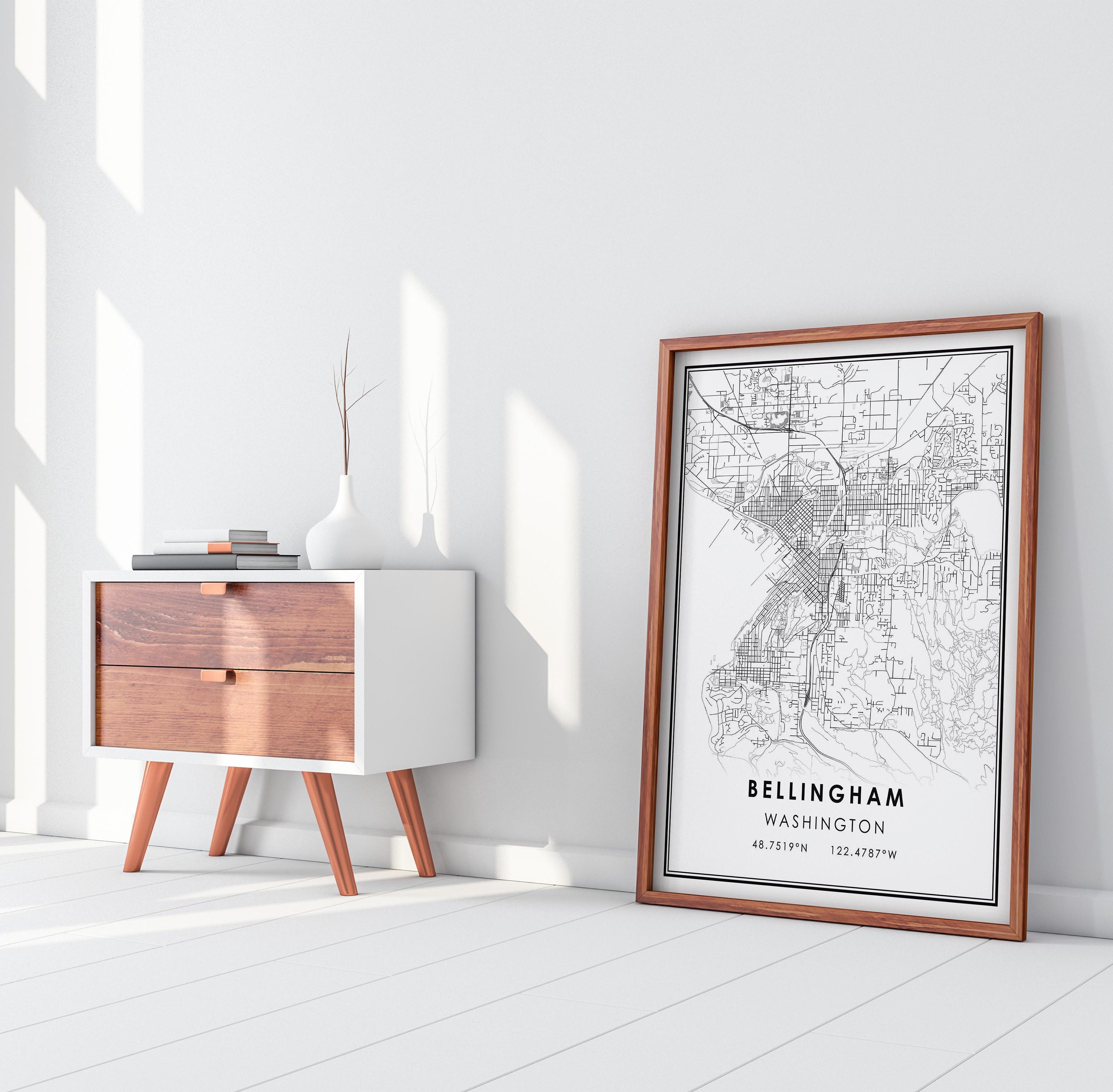 Bellingham Map Print Poster Canvas Washington Map Print - Etsy