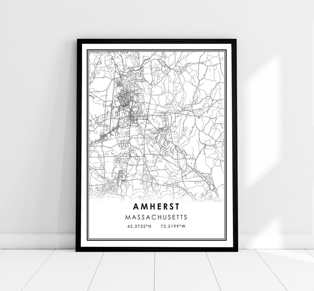 Amherst Map Print Poster Canvas | Massachusetts Map Print Poster Canvas ...
