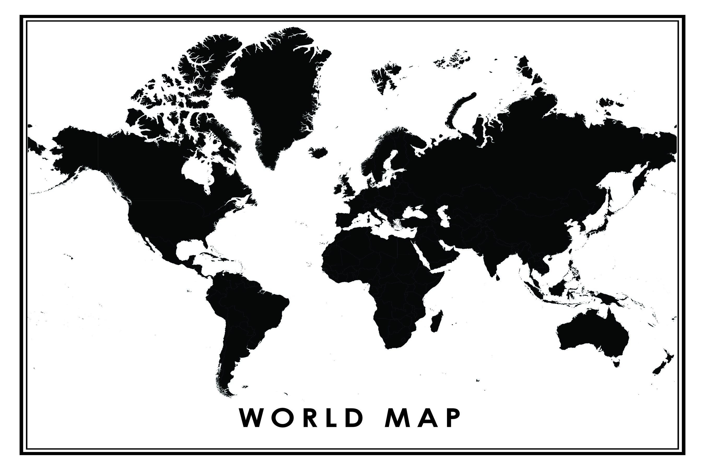 World Map Print Poster Canvas Map of the World Modern - Etsy