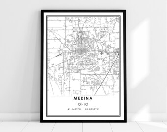 Printable Map Of Medina County General Highway Map, Medina County,