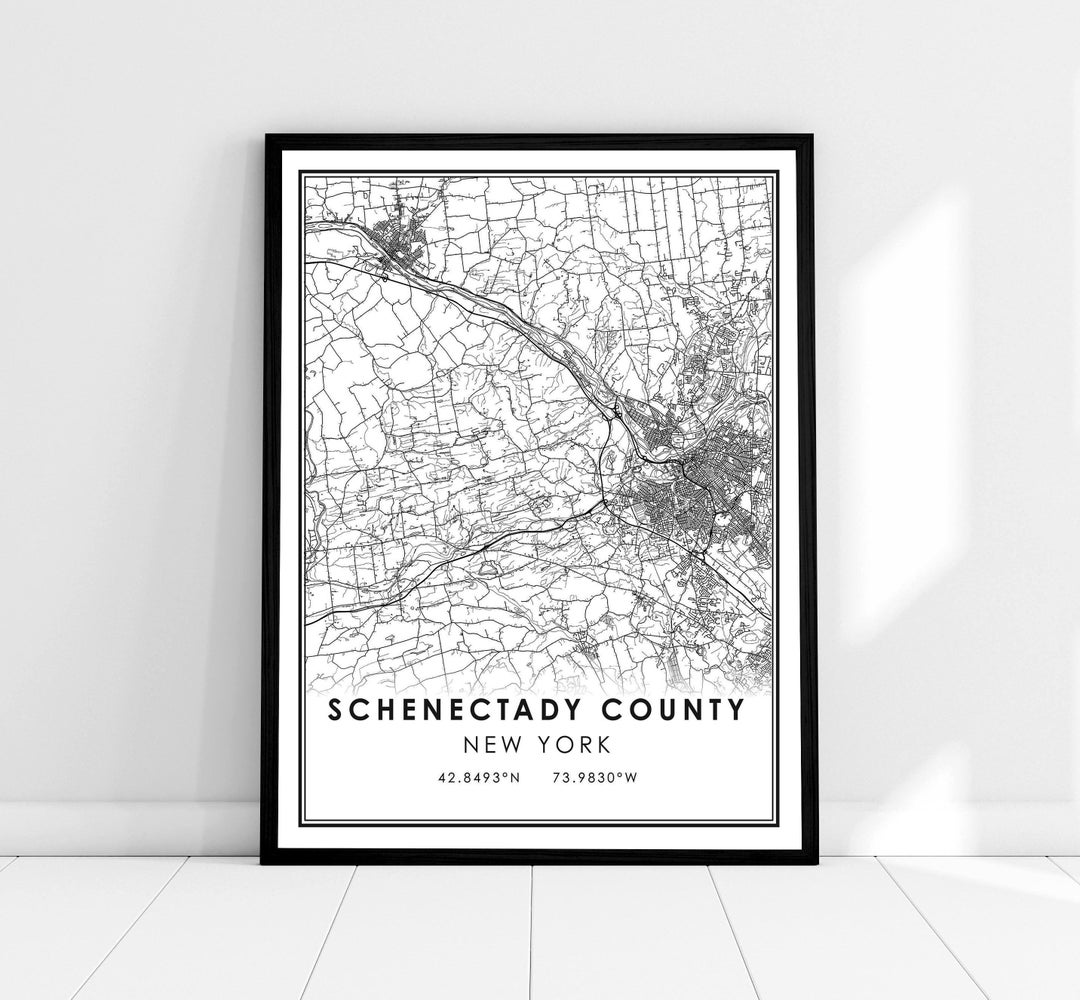 Schenectady County Map Print Poster Canvas | New York Map Print Poster ...