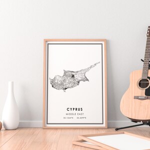 Cyprus Country Map Print Poster Canvas | Cyprus Country Road Map Print ...