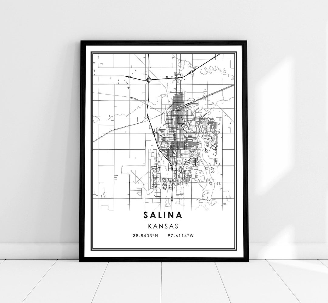 Salina Map Print Poster Canvas | Kansas Map Print Poster Canvas ...