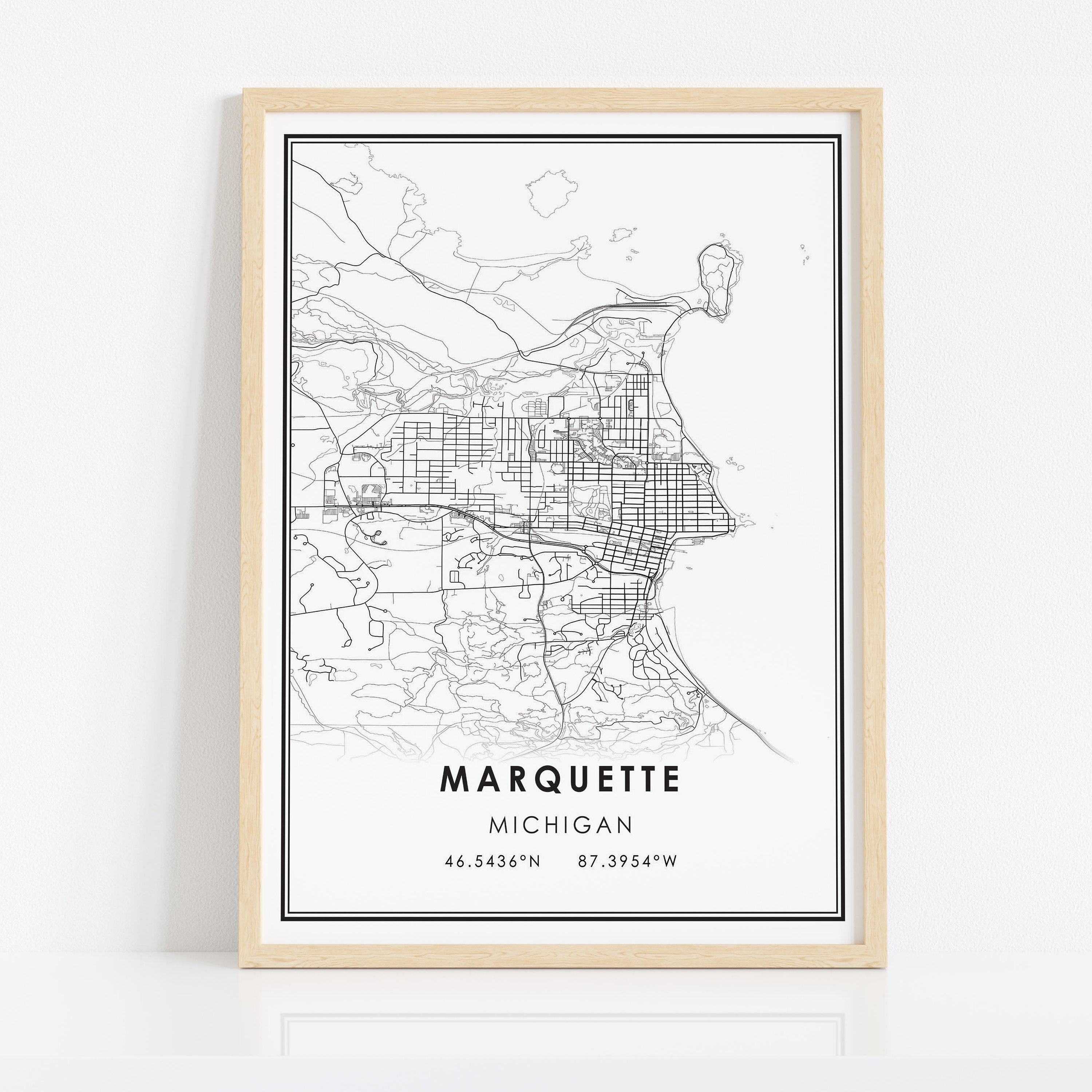 Marquette Map Print Poster Canvas Michigan Map Print Poster - Etsy