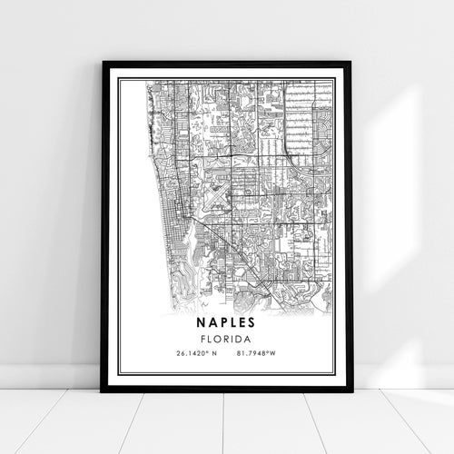 Naples Map Print Florida FL USA Map Art Poster Collier - Etsy