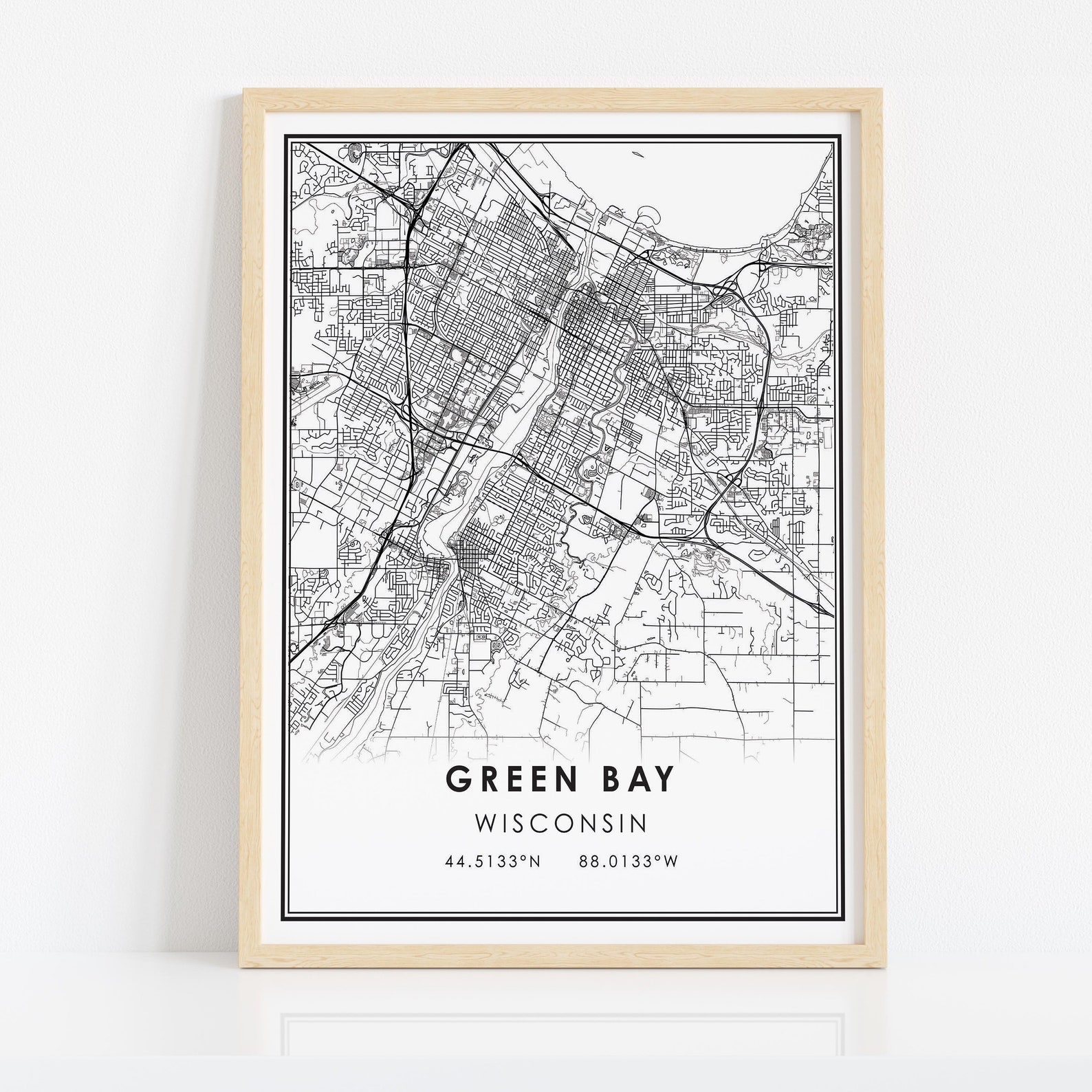 Green Bay Map Print Poster Canvas | Wisconsin Map Print Poster Canvas ...