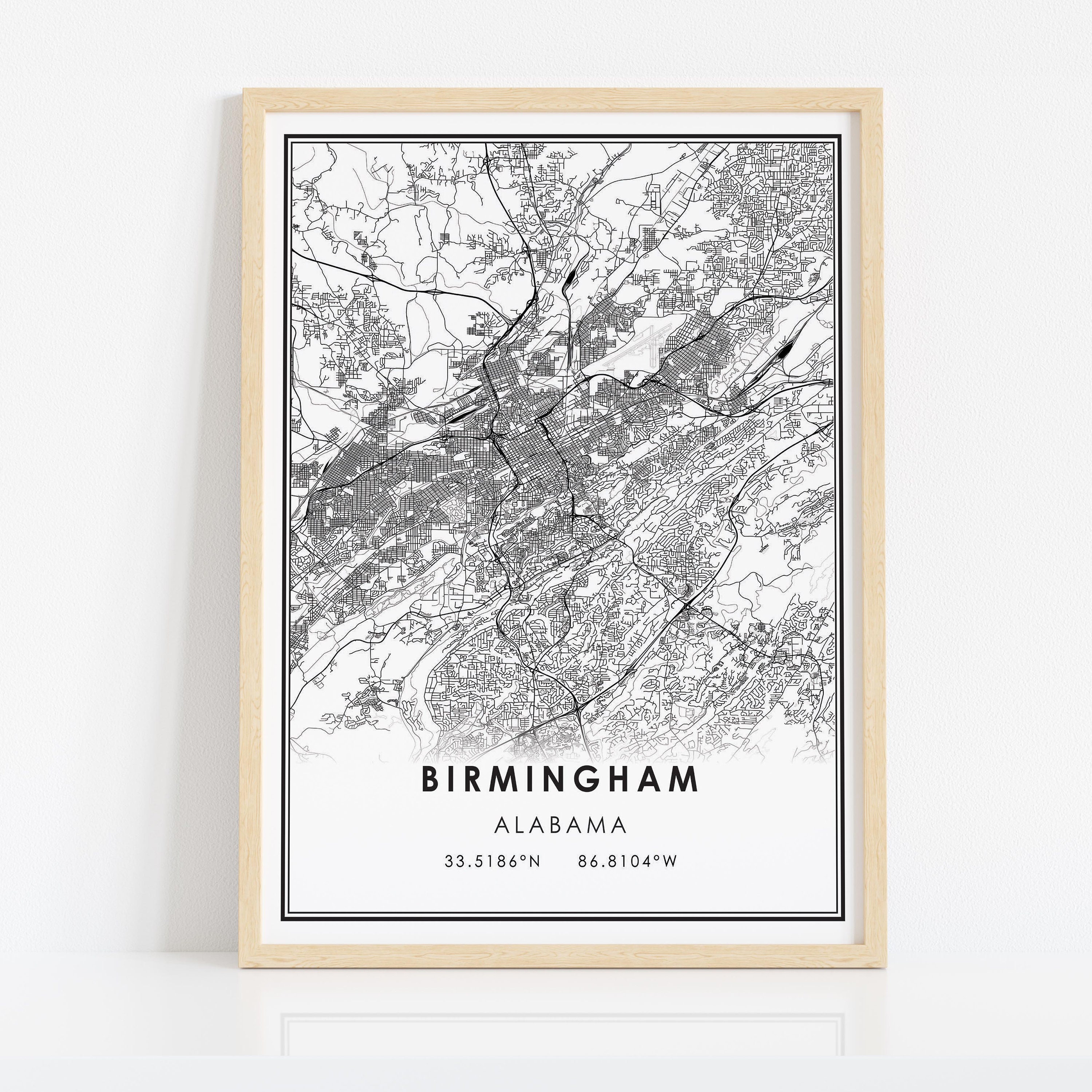 Birmingham Map Print Poster Canvas Alabama Map Print Poster - Etsy