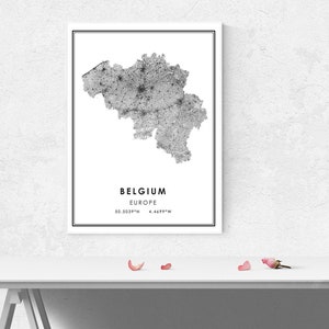 Belgium country map print poster canvas Belgium Country city | Etsy