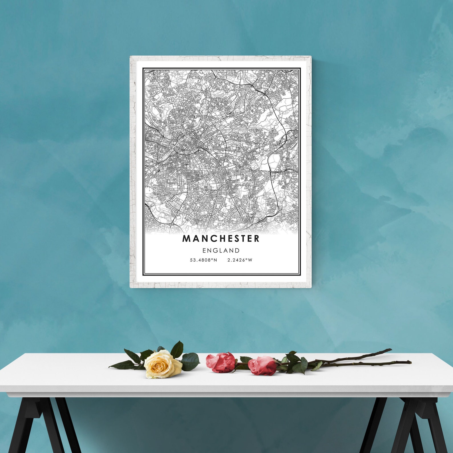 Manchester map print poster canvas Manchester England city | Etsy