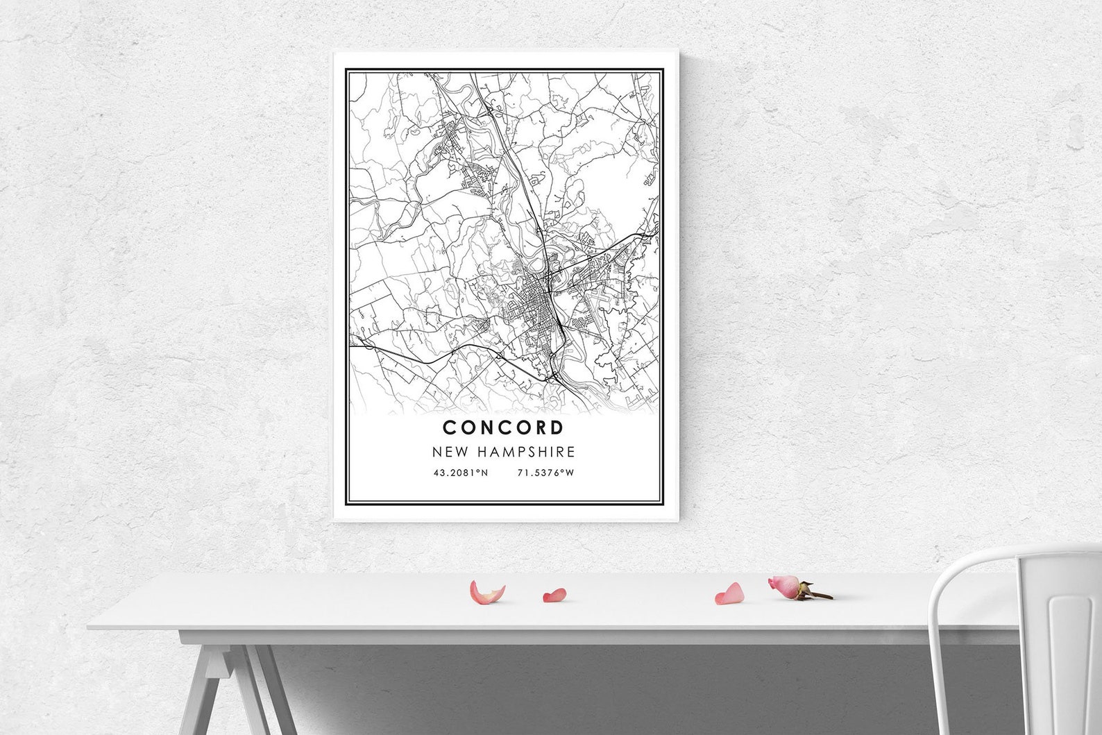 Concord map print poster canvas New Hampshire Street map | Etsy