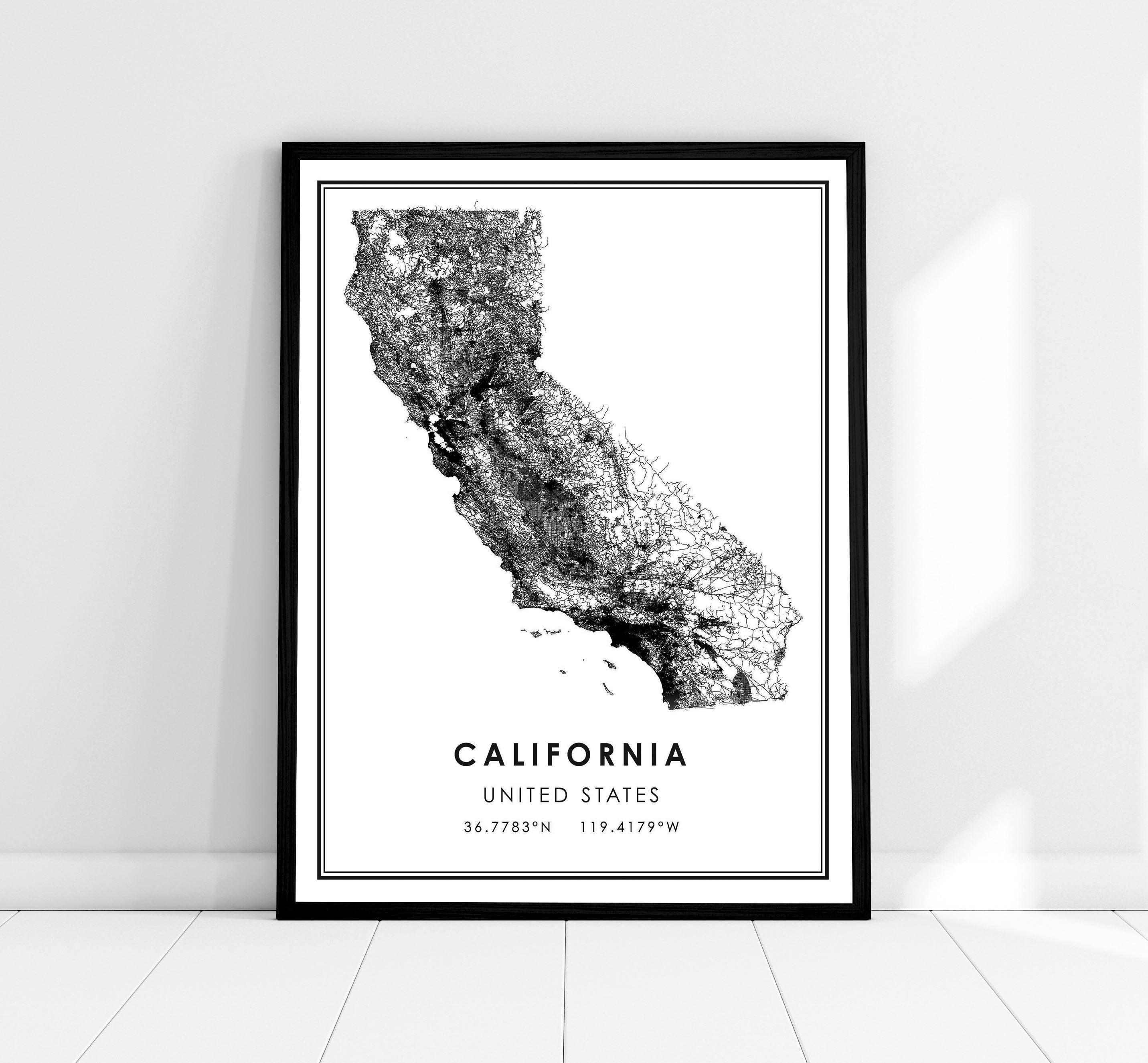 California United States Map Print Poster Canvas California | Etsy