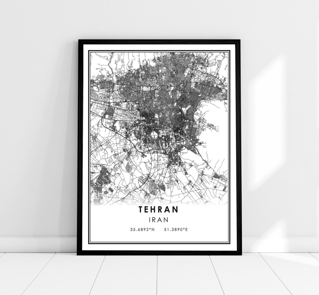Tehran Map Print Poster Canvas | Iran Map Print Poster Canvas | Tehran ...
