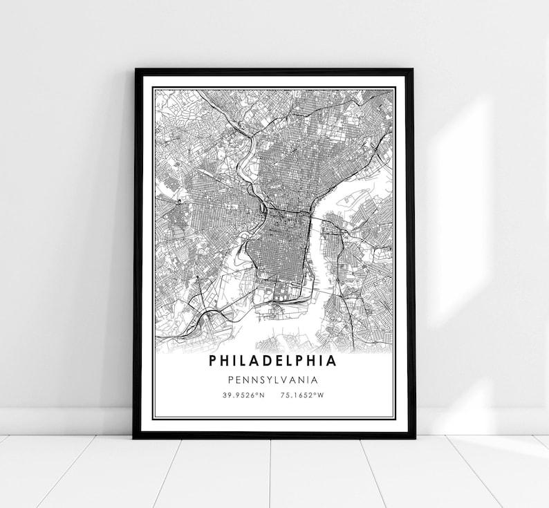 Philadelphia Map Print Poster Canvas | Pennsylvania Map Print Poster ...