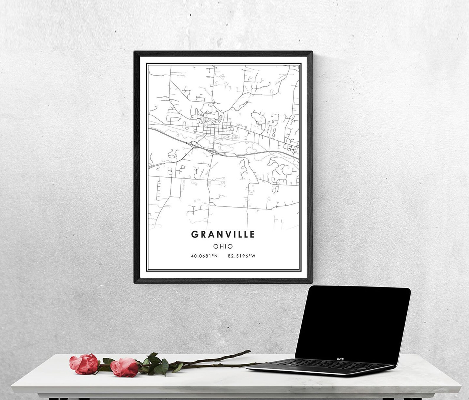 Granville map print poster canvas Ohio map print poster | Etsy