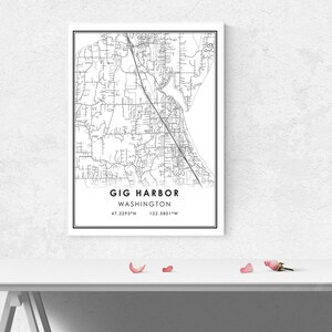 Gig Harbor map print poster canvas Gig Harbor Street map | Etsy