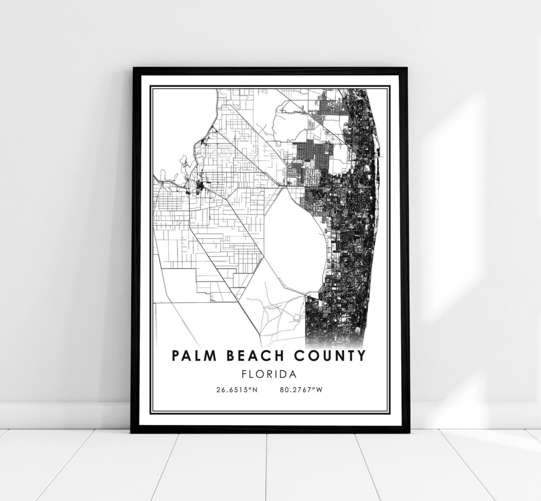 Palm Beach County Map Print Poster Canvas | Florida Map Print Poster ...
