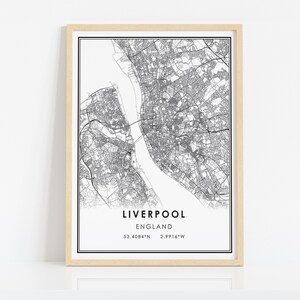Liverpool Map Print Poster Canvas | England Map Print Poster Canvas ...