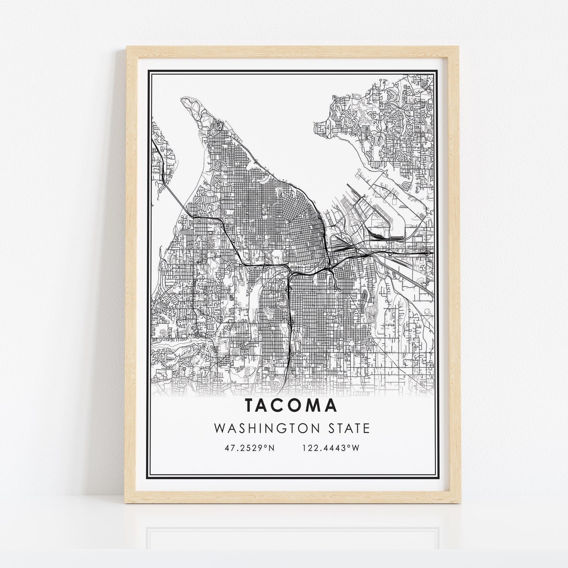 Tacoma Map Print Poster Canvas Washington Map Print Poster - Etsy