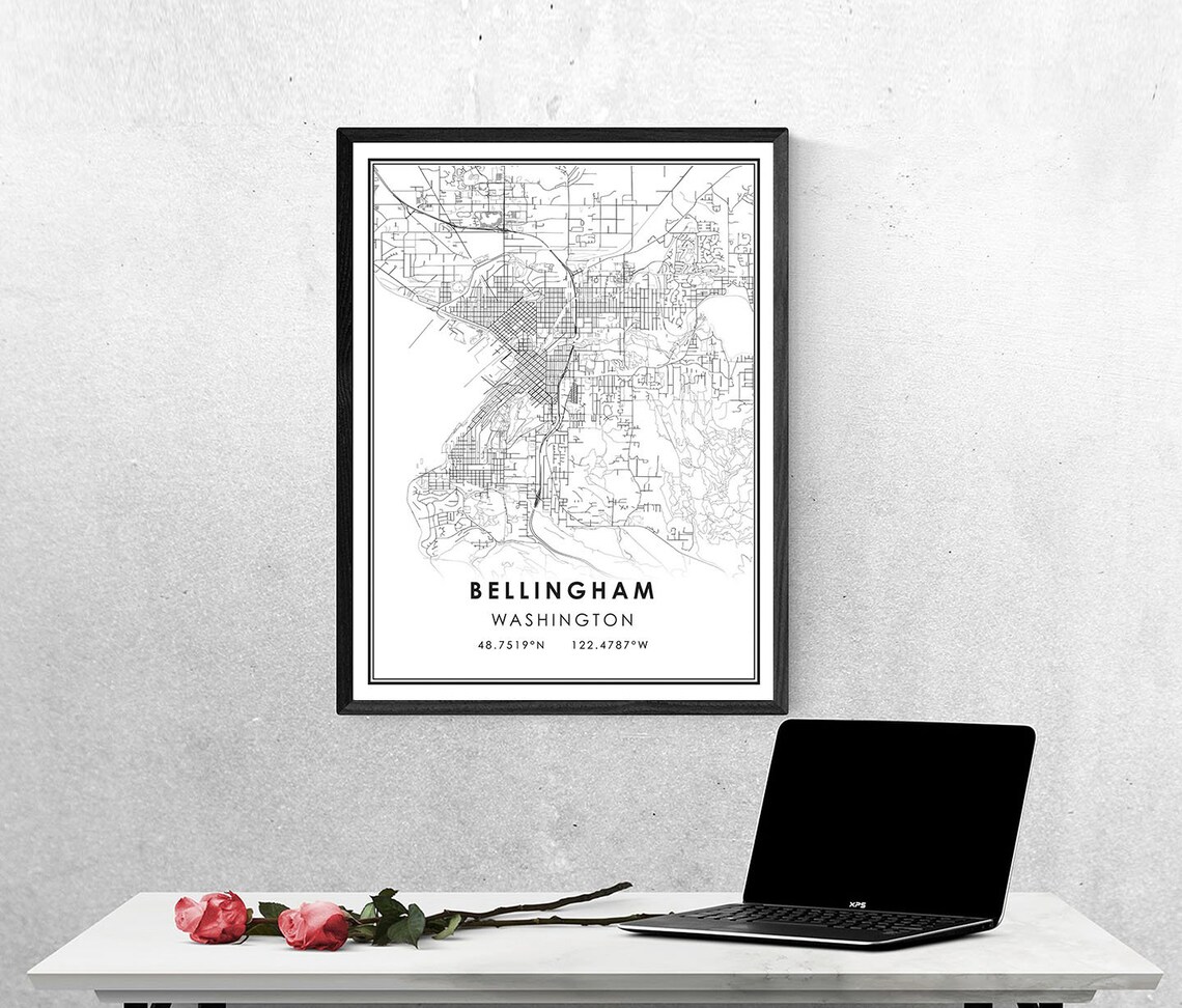 Bellingham Map Print Poster Canvas Bellingham City Map Print | Etsy