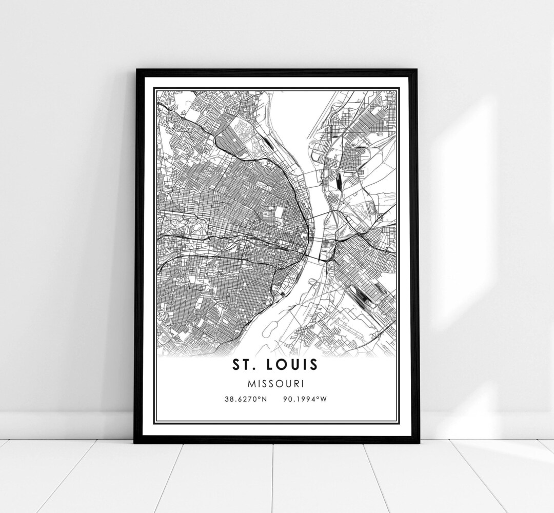 St. Louis Map Print Poster Canvas | Missouri Map Print Poster Canvas ...