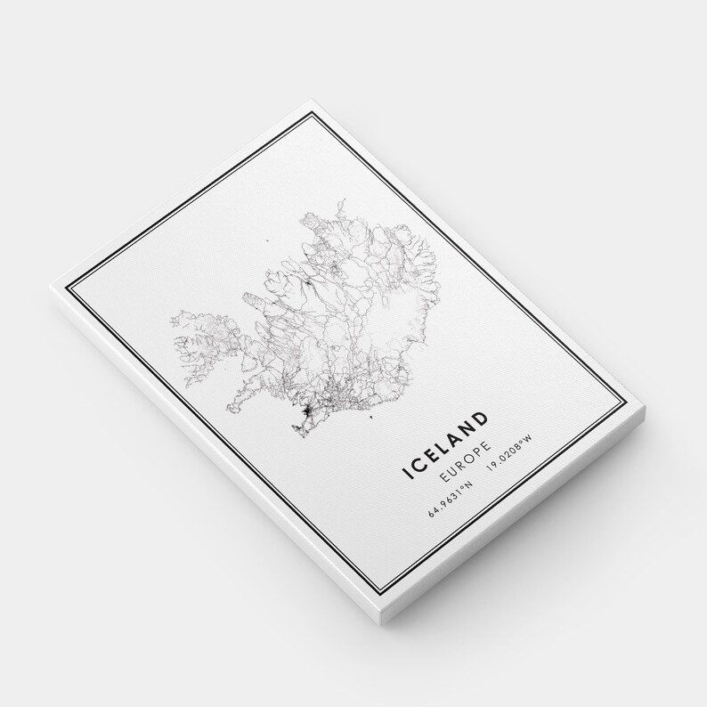 Iceland Country Map Print Poster Canvas Iceland Road Map - Etsy