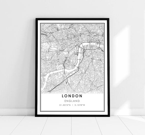 London Map Print Poster Canvas England Map Print Poster - Etsy