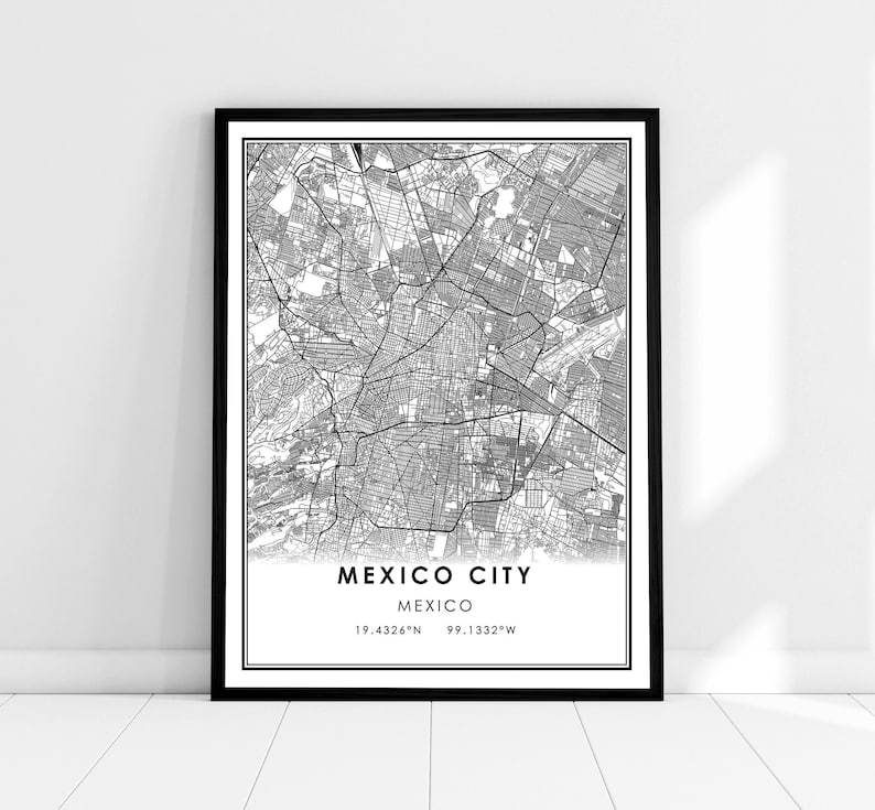 Mexico City Map Print Poster Canvas Mexico Map Print Poster - Etsy