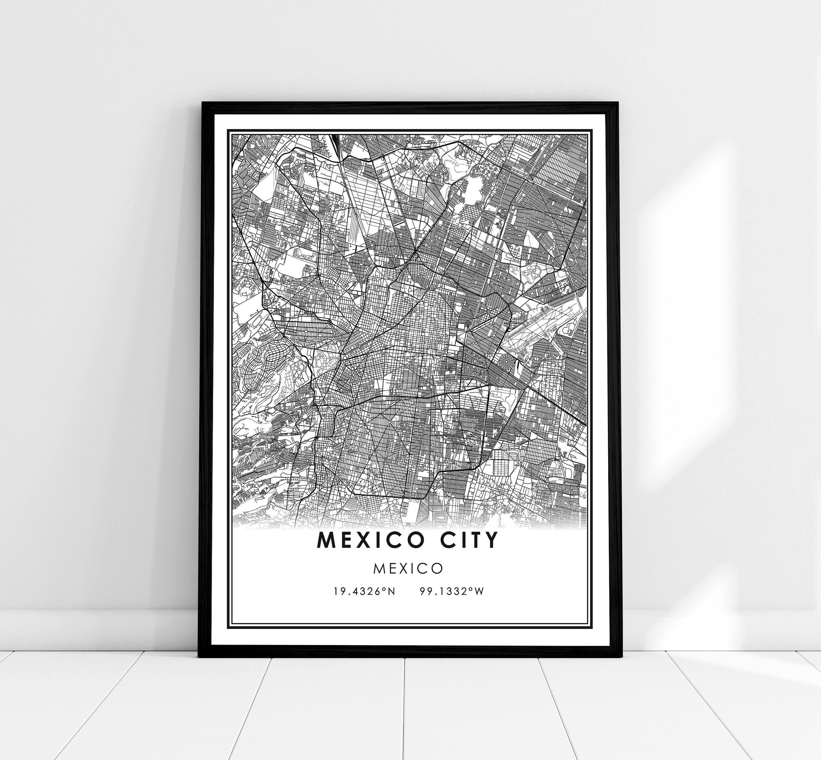Mexico City Map Print Poster Canvas | Mexico Map Print Poster Canvas ...