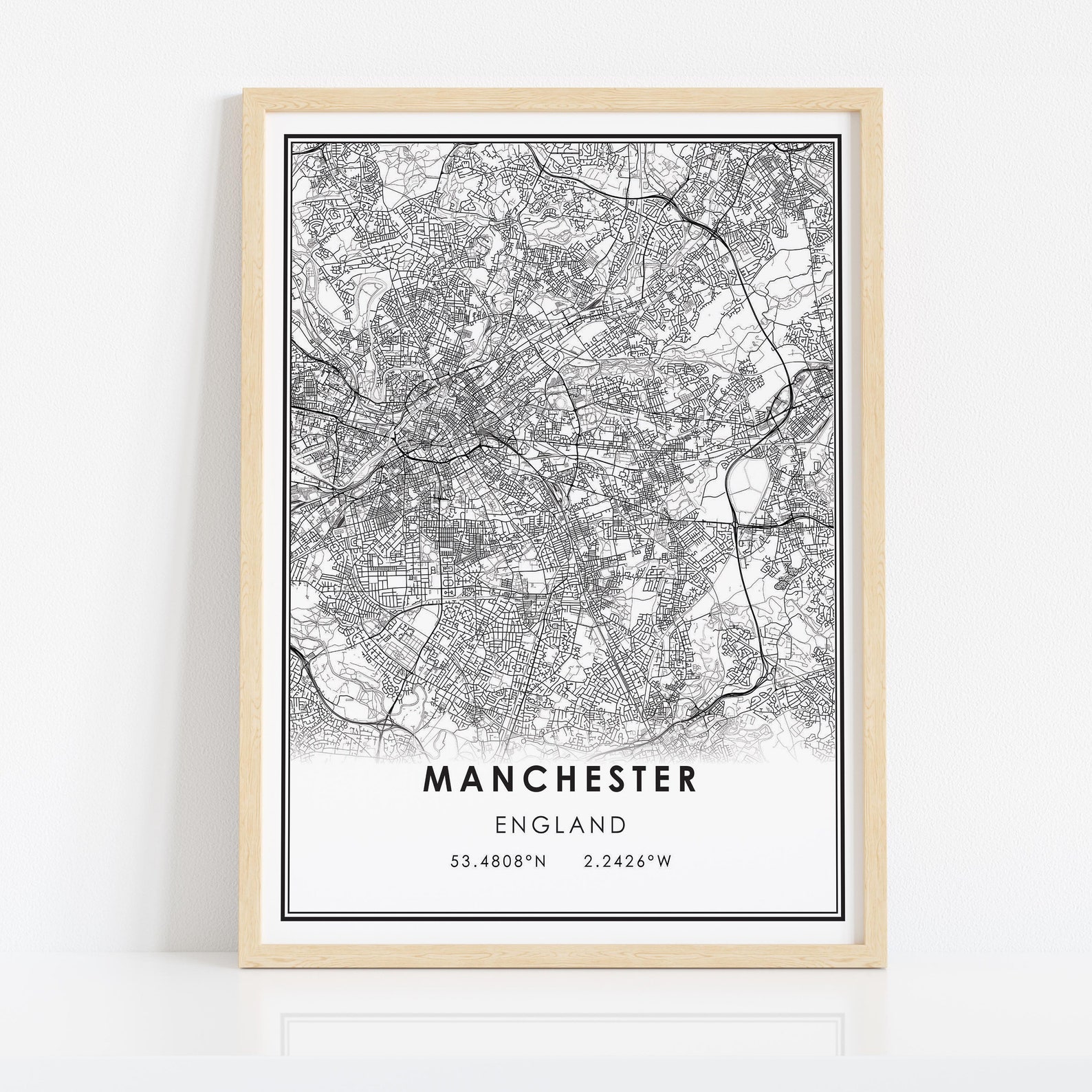 Manchester Map Print Poster Canvas England Map Print Poster - Etsy