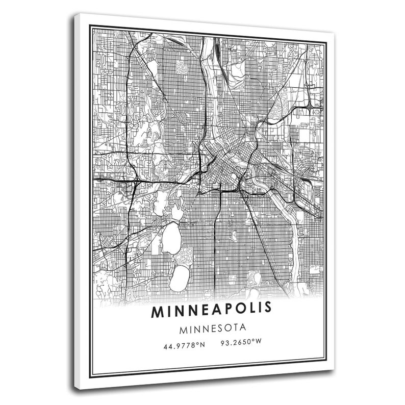 Minneapolis map print poster canvas Minneapolis city map | Etsy