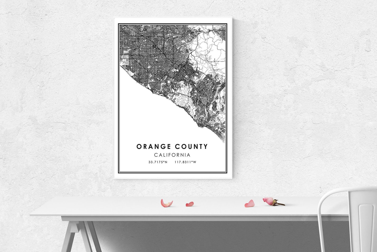 Orange County map print poster canvas Orange County Street | Etsy