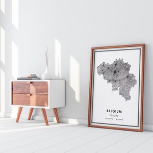 Belgium Country Map Print Poster Canvas Belgium Country Road Map Print ...