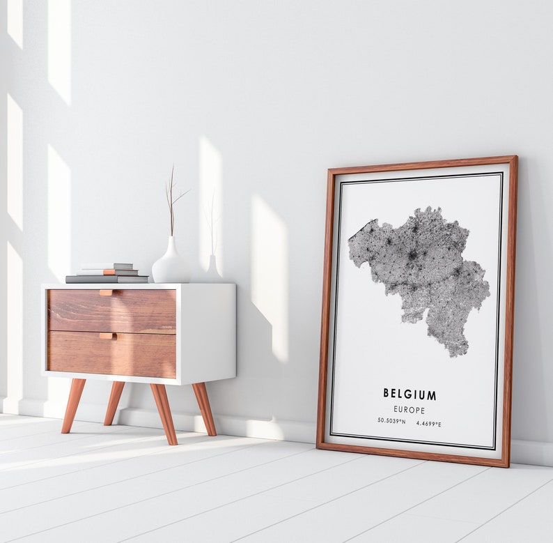 Belgium Country Map Print Poster Canvas Belgium Country Road | Etsy