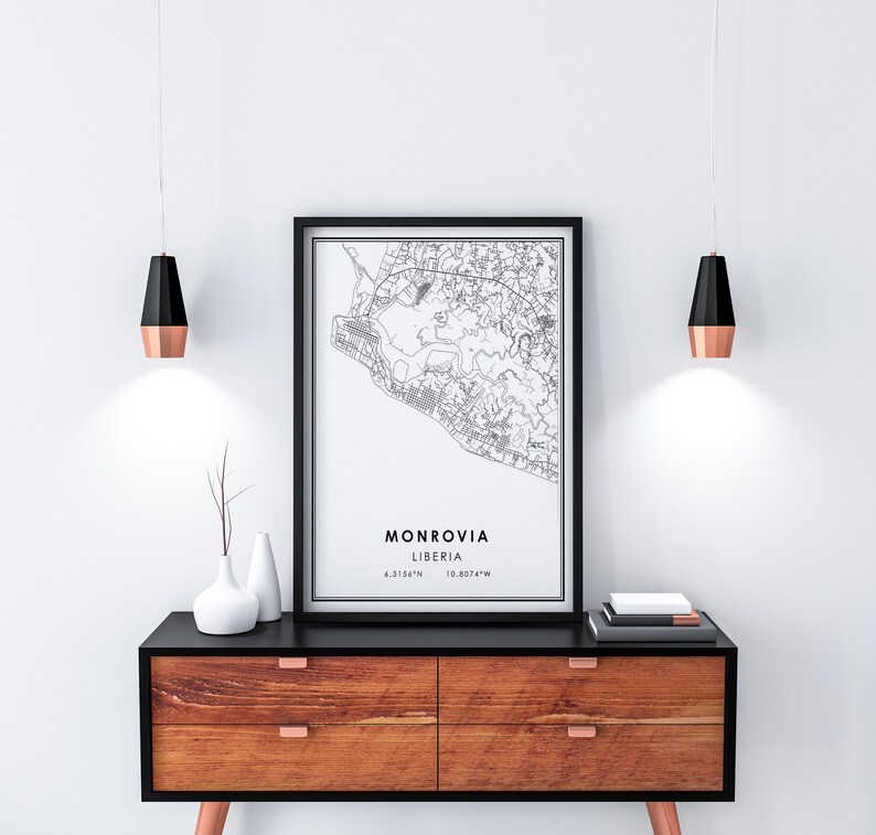 Monrovia Map Print Poster Canvas | Liberia Map Print Poster Canvas ...
