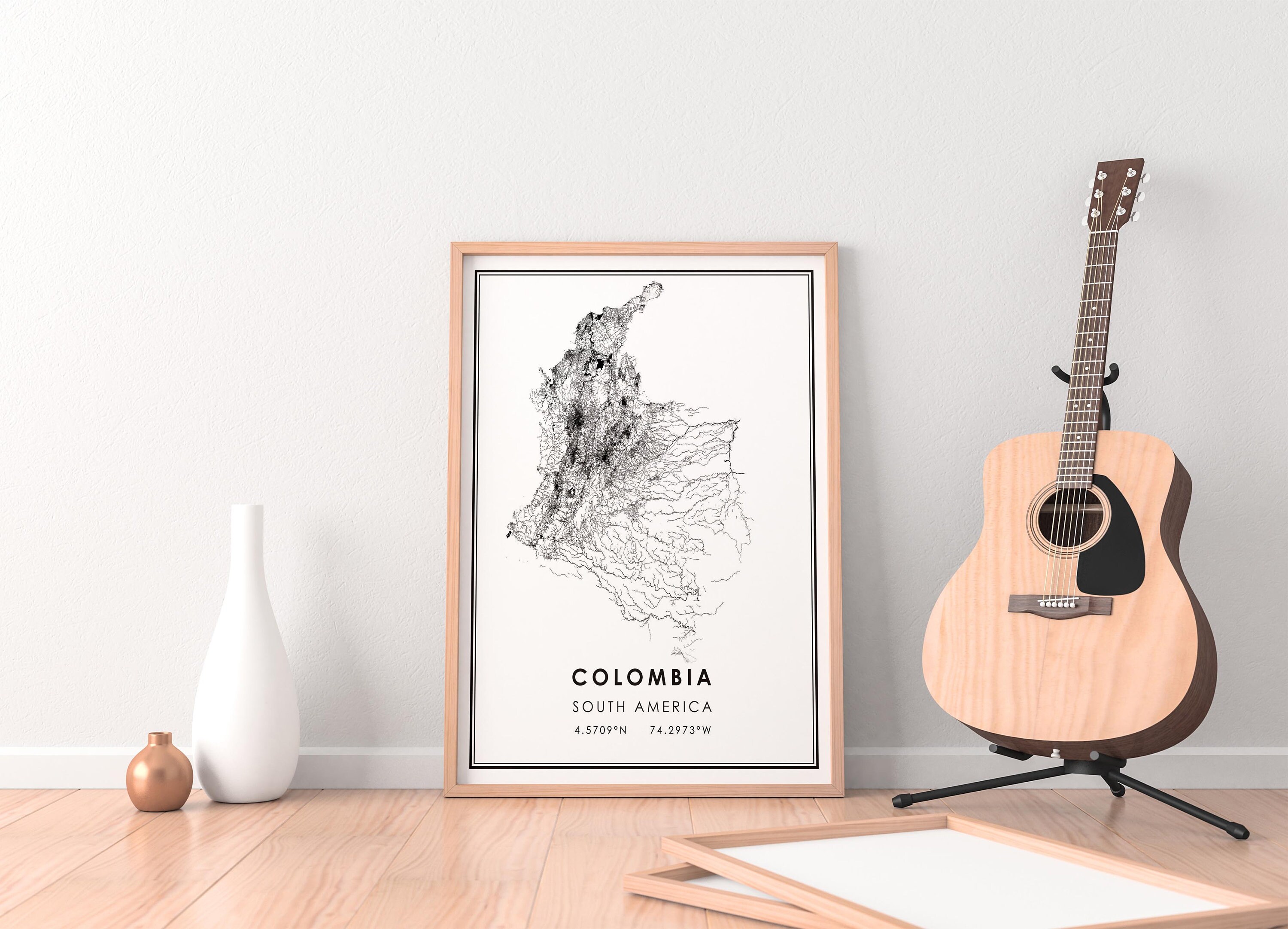 Colombia Country Map Print Poster Canvas Colombia Road Map | Etsy
