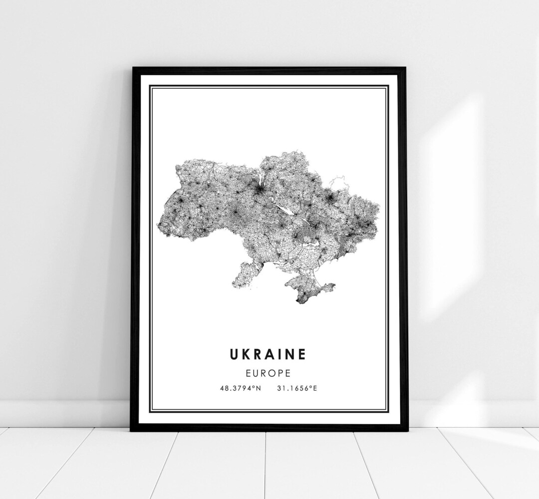 Ukraine Country Map Print Poster Canvas | Ukraine Country Road Map ...