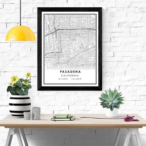 Pasadena map print poster canvas California map print poster | Etsy