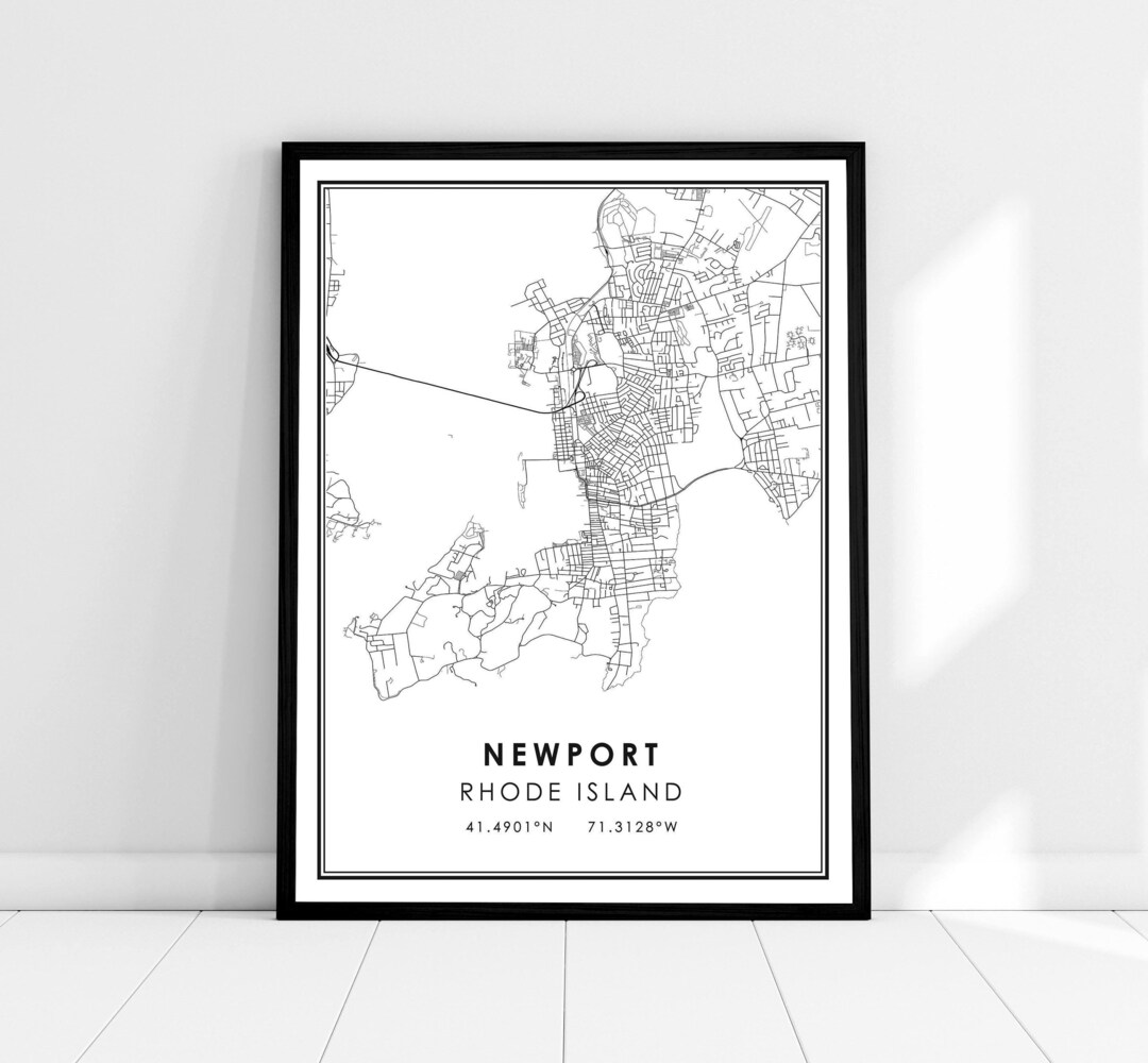Newport Map Print Poster Canvas Rhode Island Map Print Poster Canvas ...