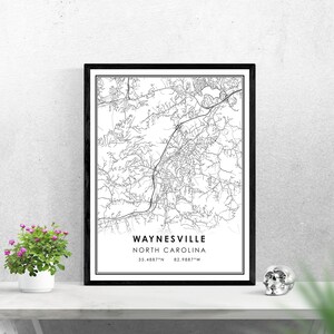Waynesville map print poster canvas North Carolina map print | Etsy
