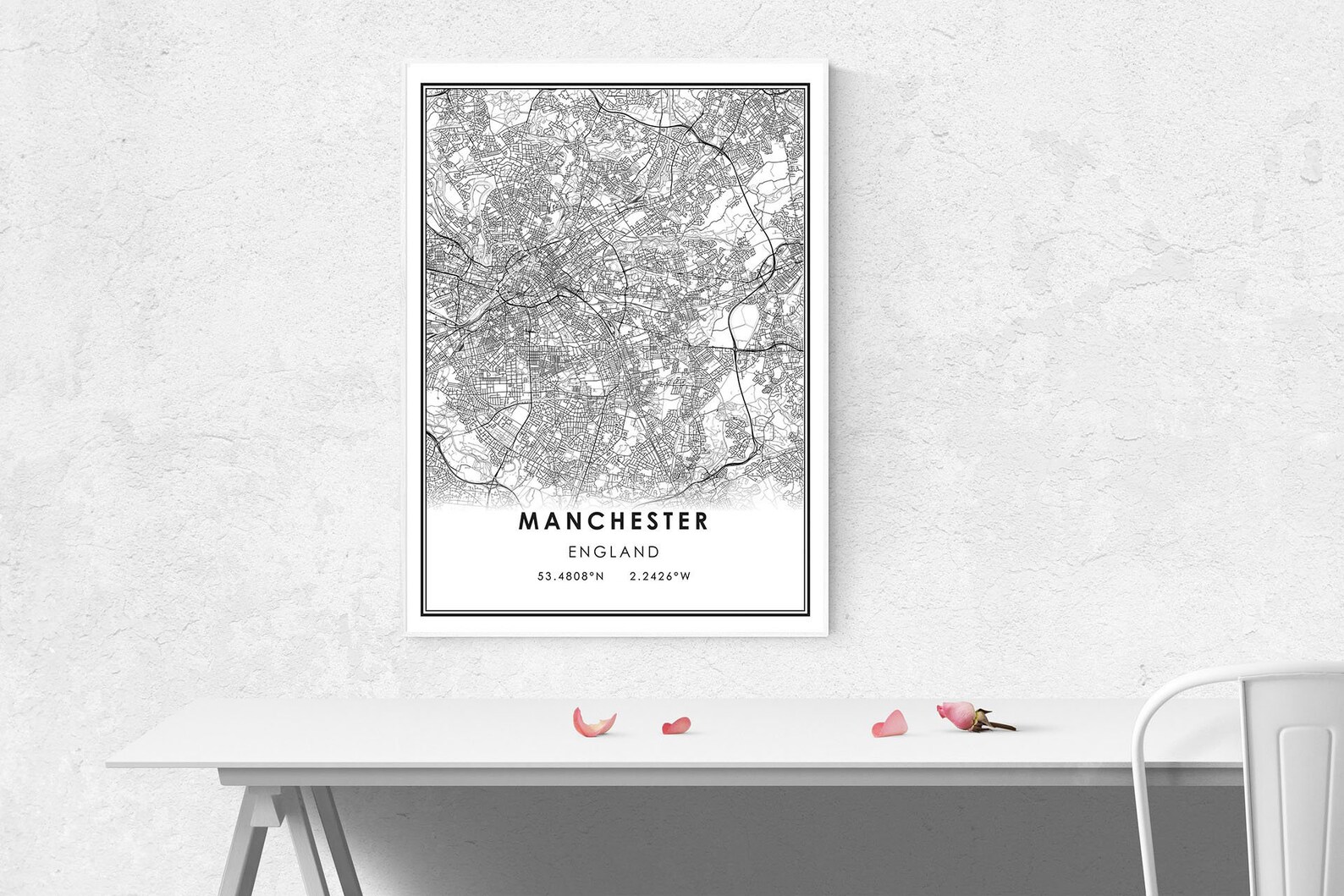 Manchester map print poster canvas Manchester England city | Etsy