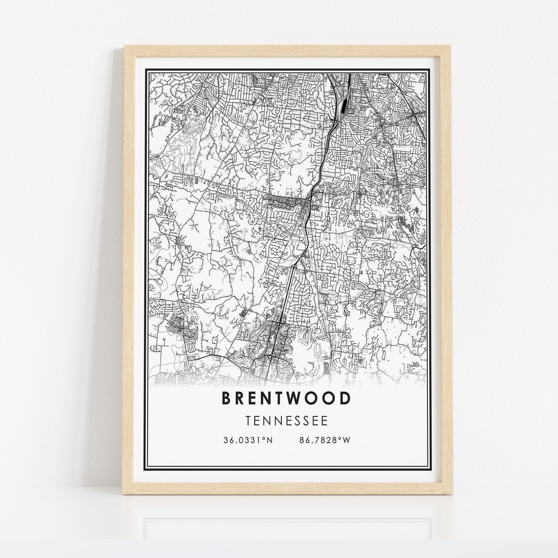 Brentwood Map Print Poster Canvas Tennessee Map Print Poster - Etsy