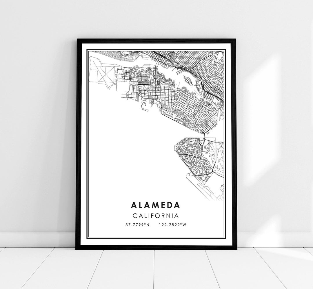 Alameda Map Print Poster Canvas | California Map Print Poster Canvas ...